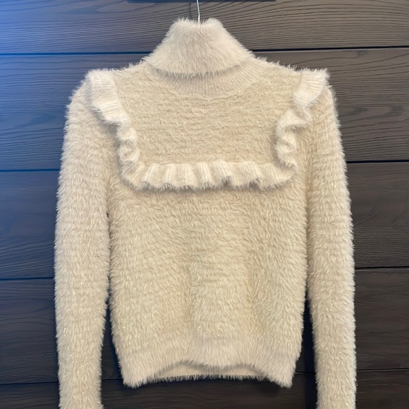 Zara | Sweaters | Zara Ivory Ruffle Turtleneck Sweater Sz M | Poshmark